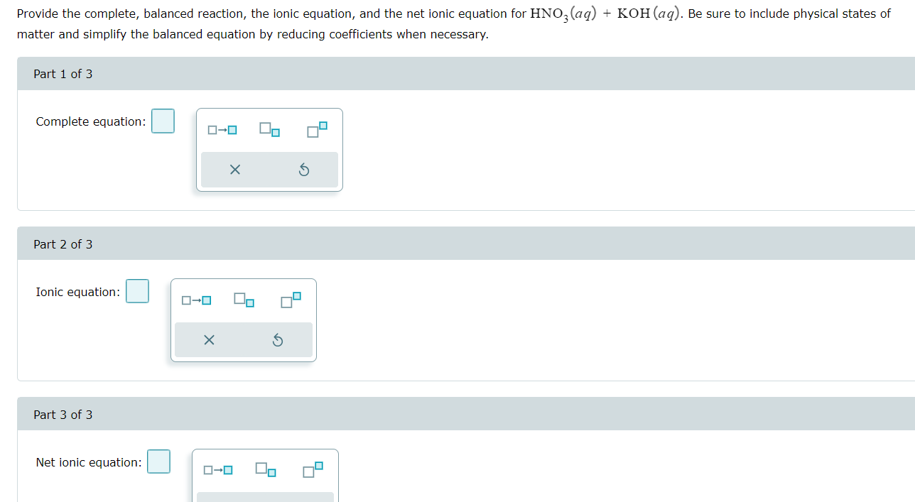 Solved Provide the complete, balanced reaction, the ionic | Chegg.com
