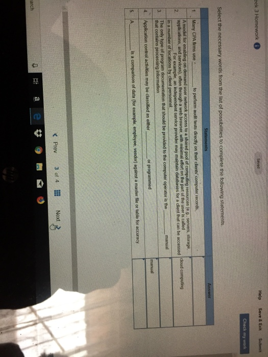 Solved Help Save & Exit Submit eek 3 Homework Check my work | Chegg.com