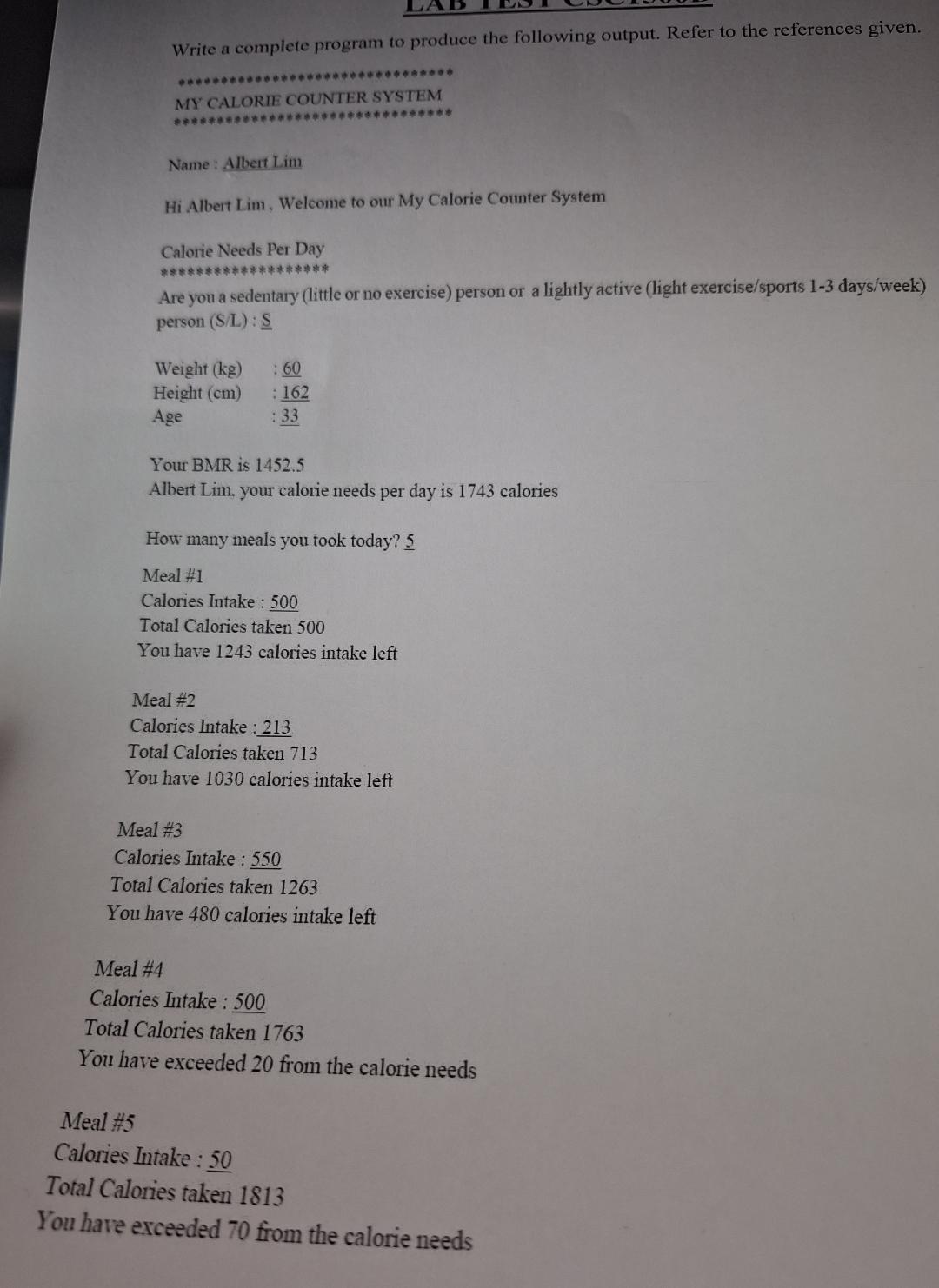 Solved Write a complete program to produce the following | Chegg.com