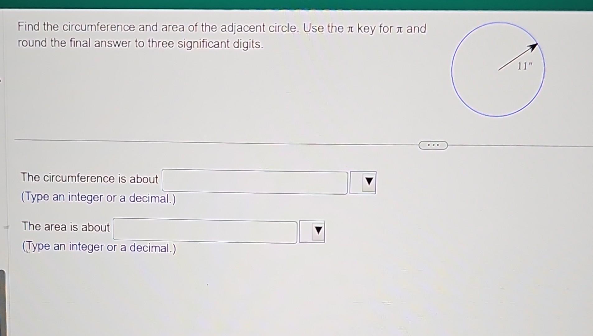 Solved Find the circumference and area of the adjacent | Chegg.com