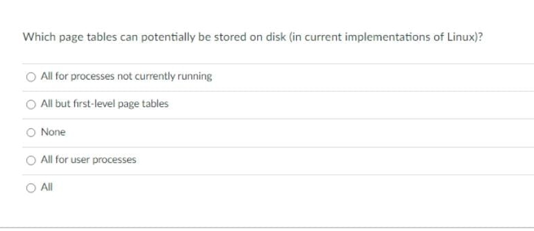 Solved Which page tables can potentially be stored on disk | Chegg.com