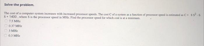 Solved The cost of a computer system increases with | Chegg.com
