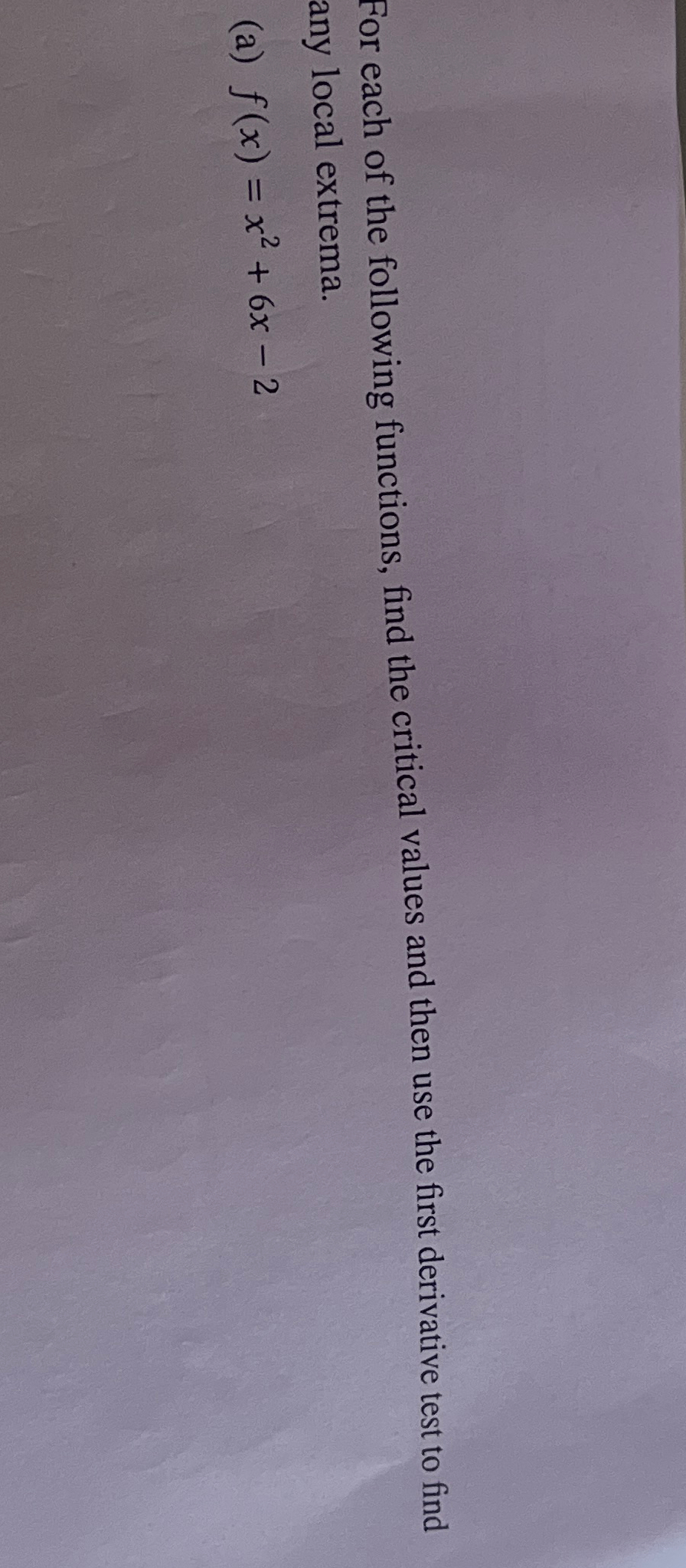 Solved For each of the following functions, find the | Chegg.com
