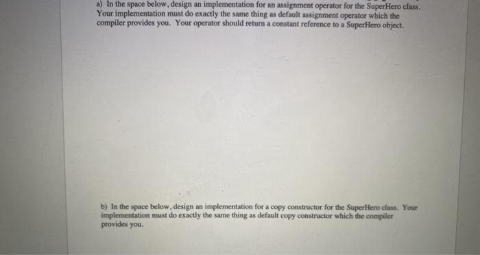 Solved Consider the class interface shown below, and answer | Chegg.com