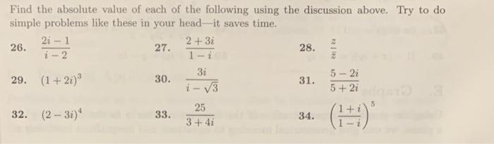 Solved Find the absolute value of each of the following | Chegg.com