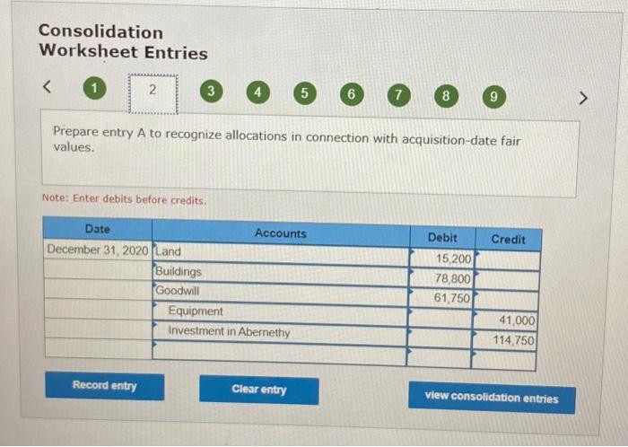 Solved Consolidation Worksheet Entries Prepare entry S to | Chegg.com