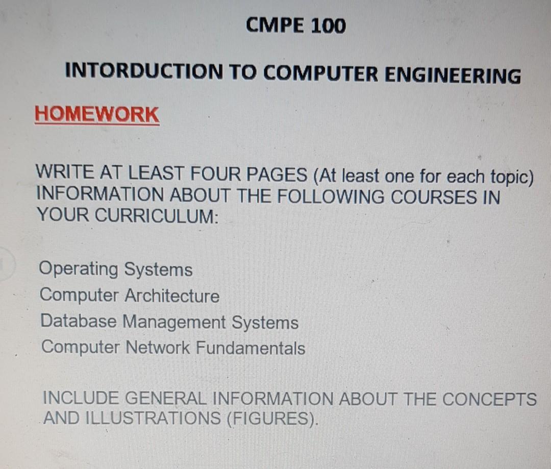 Solved CMPE 100 INTORDUCTION TO COMPUTER ENGINEERING | Chegg.com