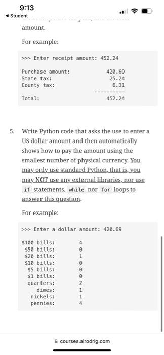 Solved 1 Write Python Code That Asks The User To Enter A 2024