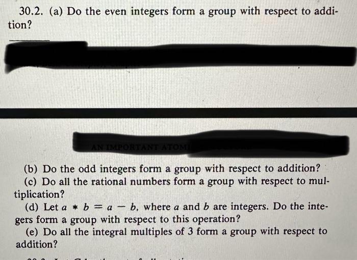 30.2. (a) Do the even integers form a group with | Chegg.com