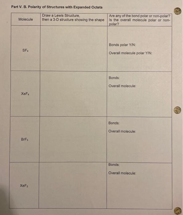 Solved Part V. B. Expanded Octet: Electronic and Molecular | Chegg.com