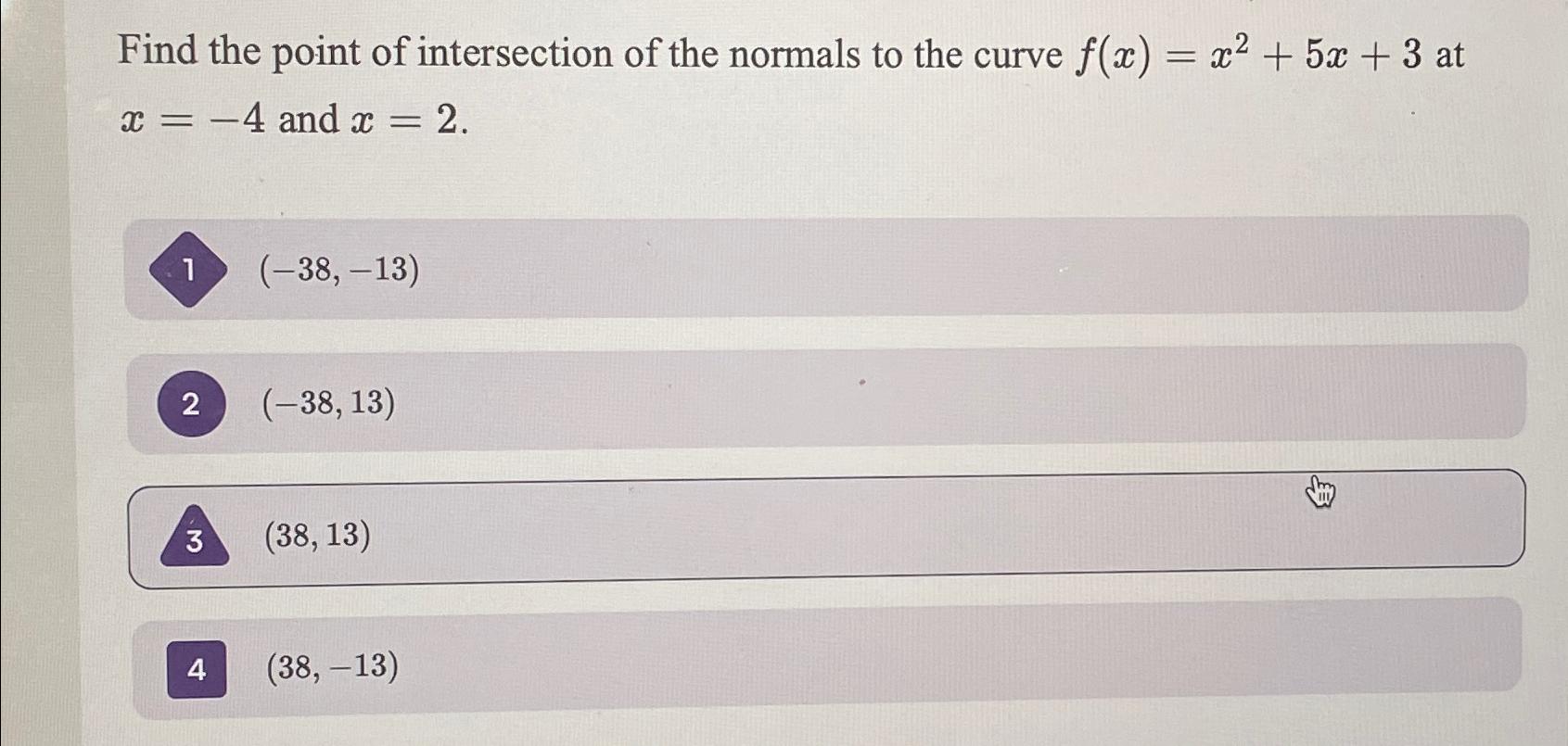 Solved Find the point of intersection of the normals to the | Chegg.com