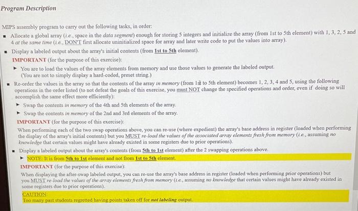 Solved Program Description MIPS assembly program to carry | Chegg.com