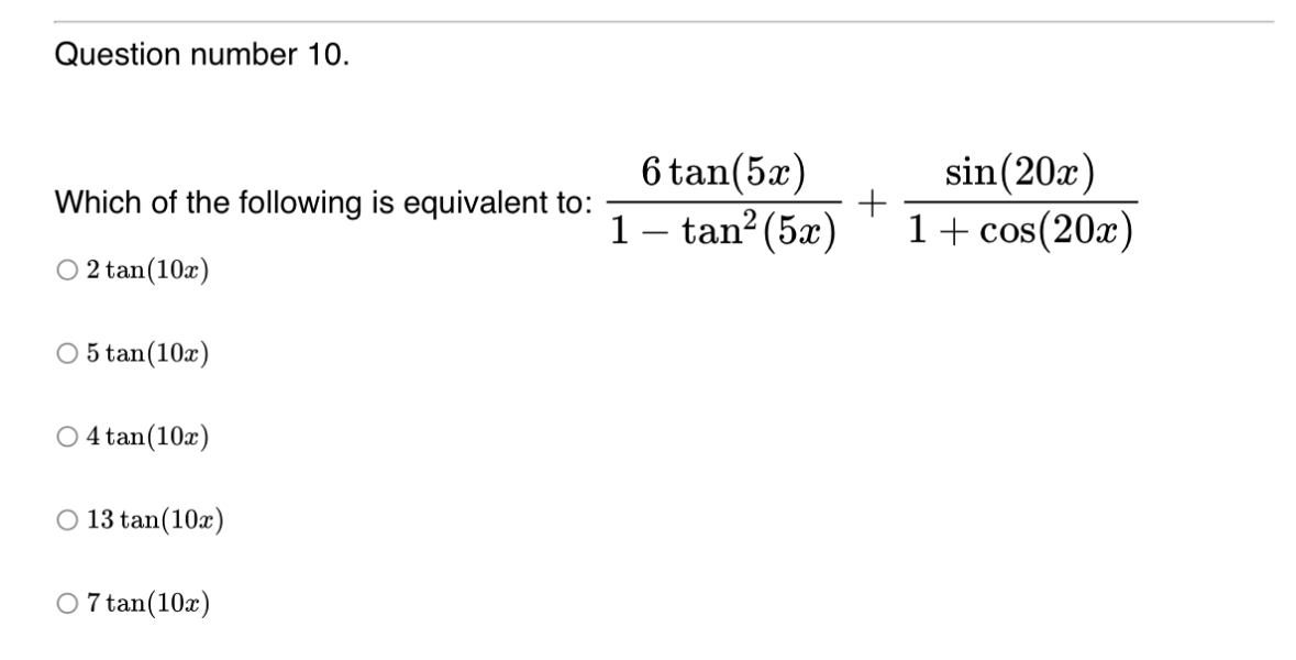 Solved Question number 10.Which of the following is | Chegg.com