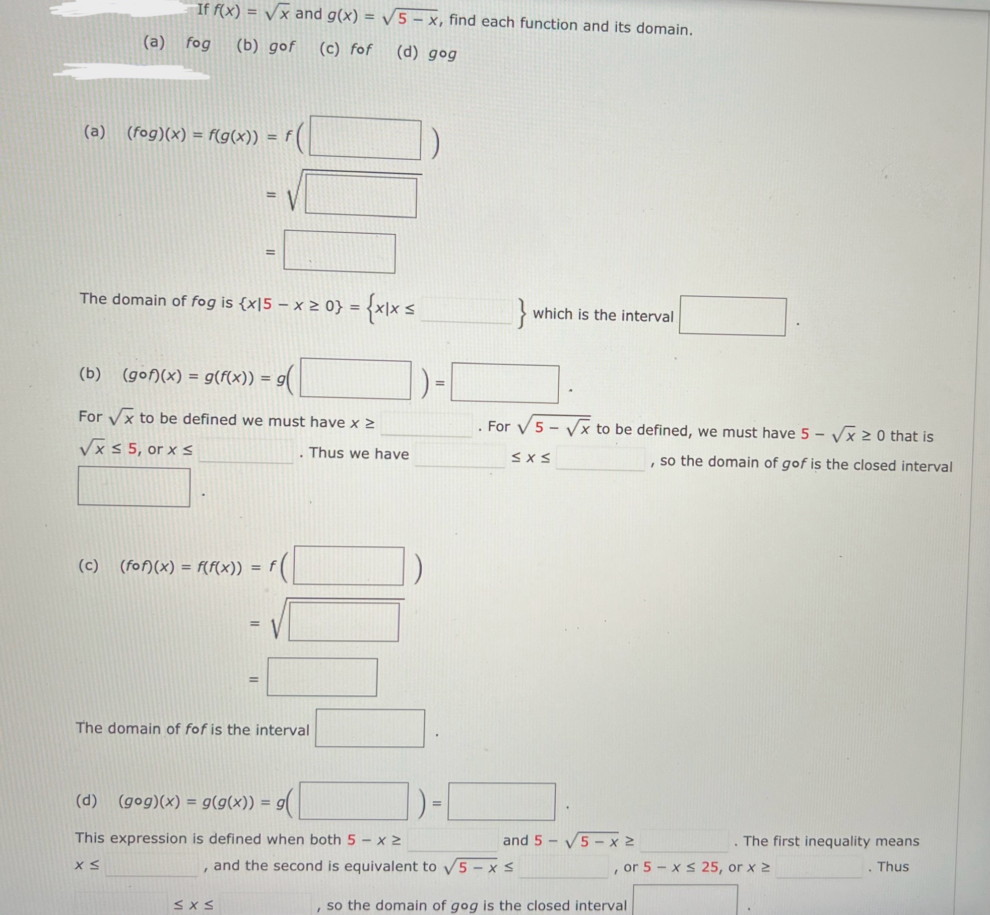Solved Iff(x) = []xandg(x) = []5 ﻿ x,find each function and | Chegg.com