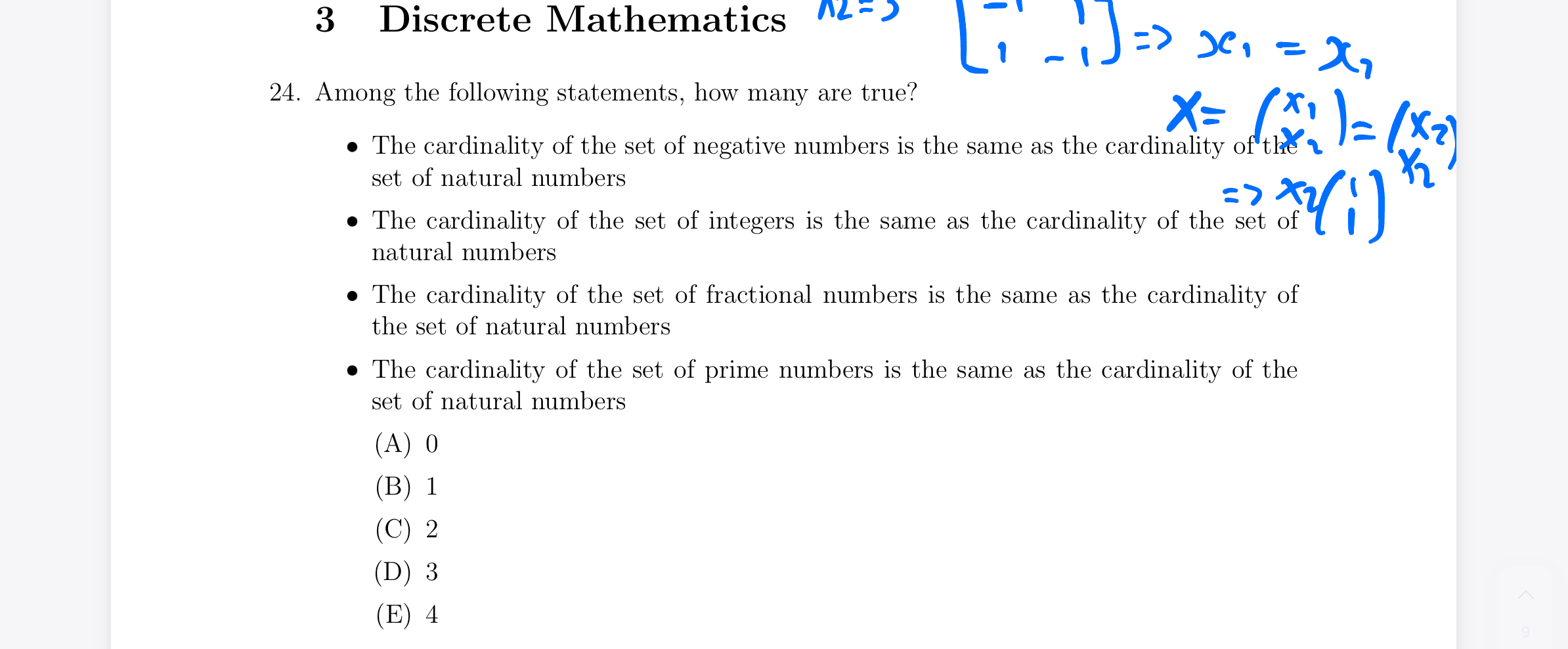 Solved 3 ﻿Discrete Mathematics A2=[-111-1]=>x1=x724. ﻿Among | Chegg.com