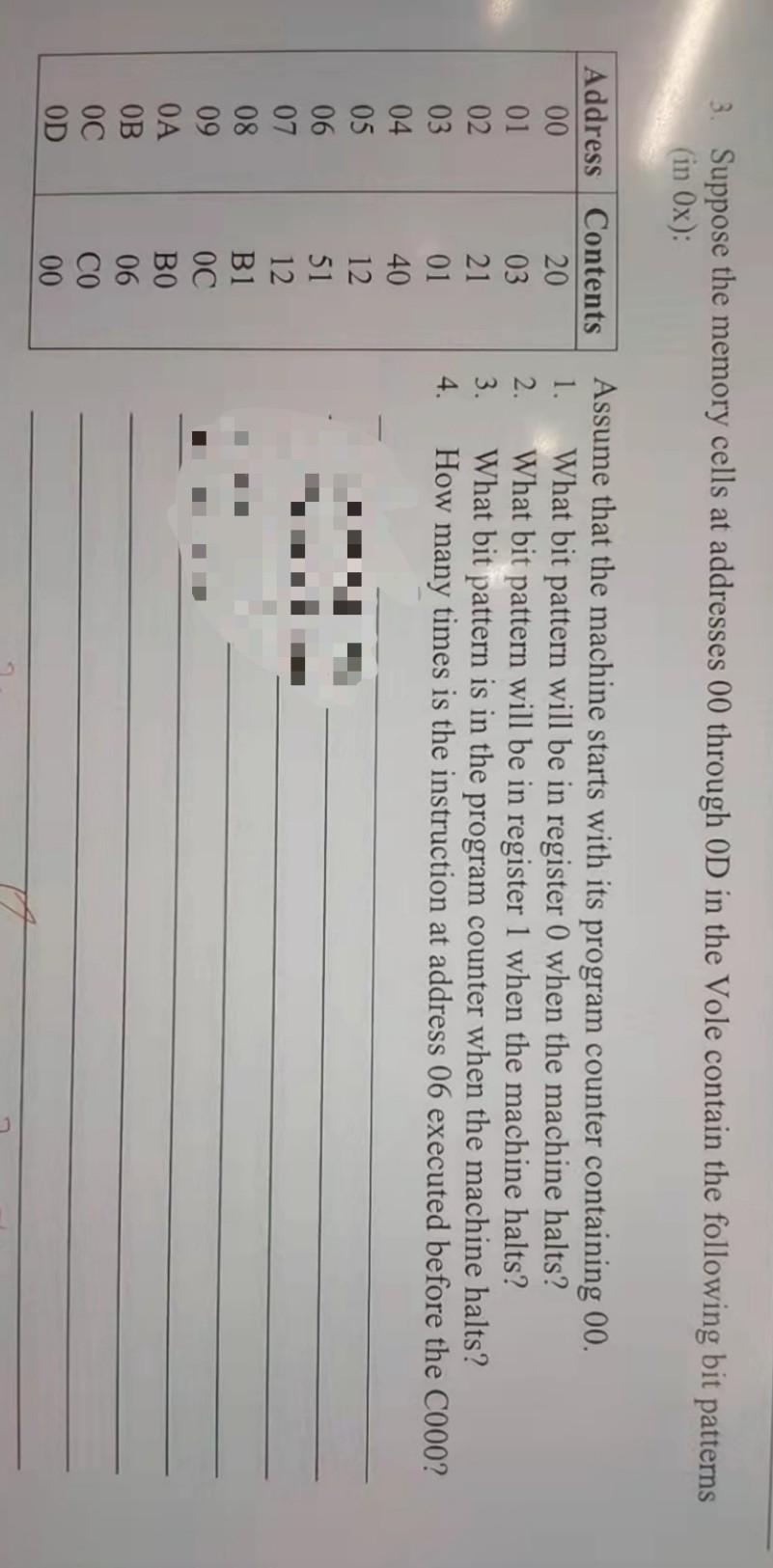 Solved 3. Suppose the memory cells at addresses 00 through | Chegg.com