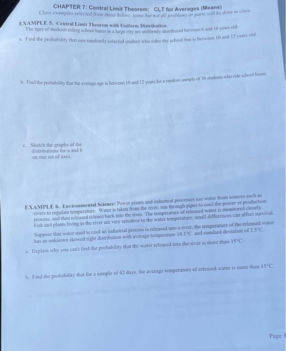 Solved - CHAPTER 7: Central Limit Theorem: CLT for Averages | Chegg.com
