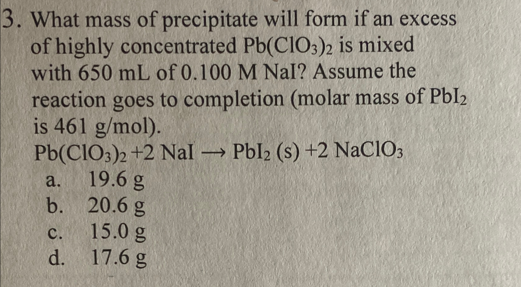 Solved What mass of precipitate will form if an excess of | Chegg.com