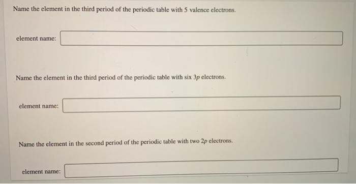 Solved Name the element in the third period of the periodic | Chegg.com