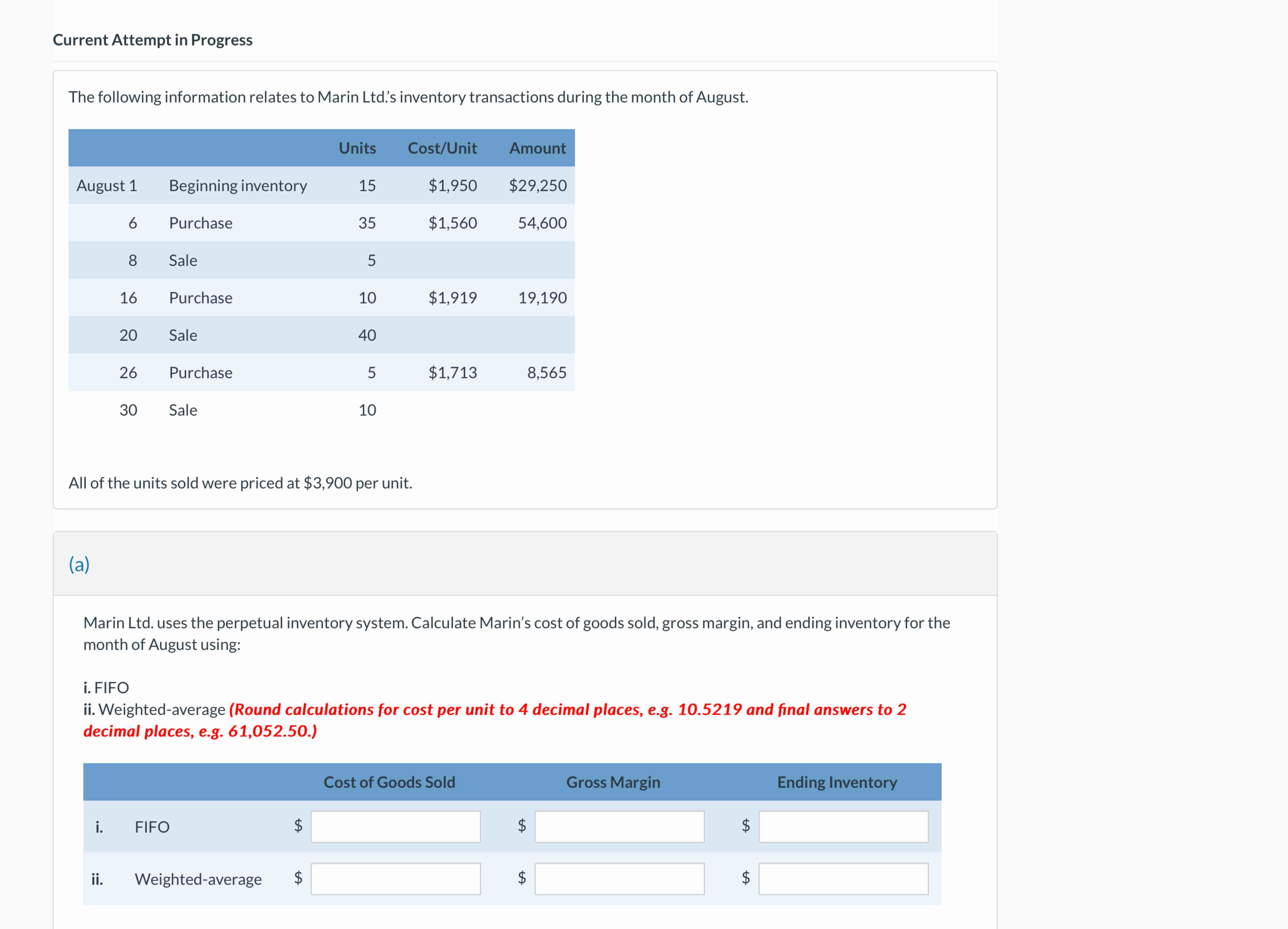 Solved Current Attempt in ProgressThe following information | Chegg.com