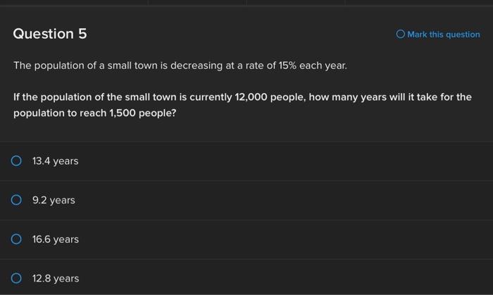 Solved The population of a small town is decreasing at a | Chegg.com