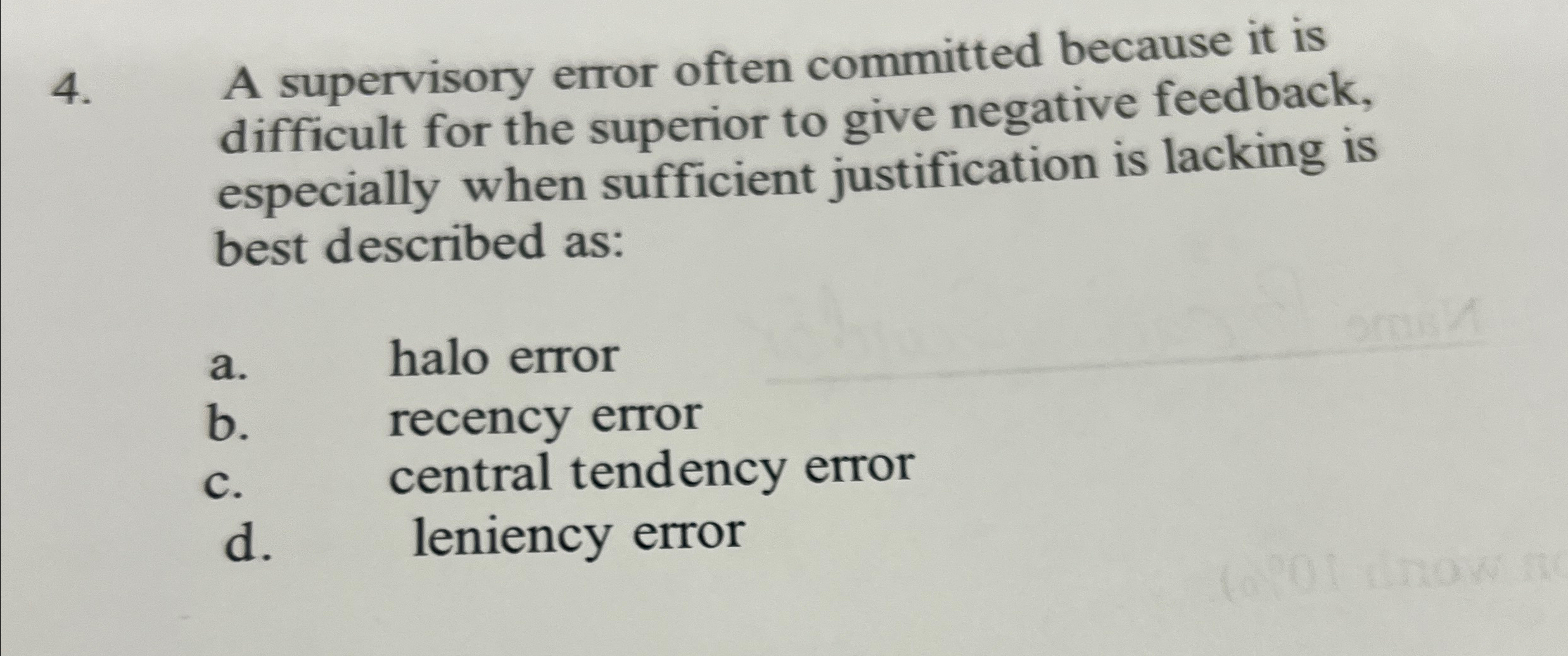Solved A supervisory error often committed because it is | Chegg.com