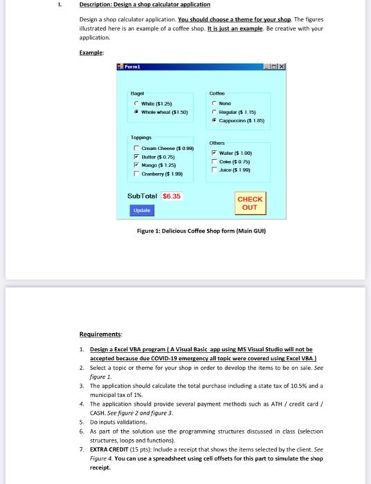 1. Description: Design a shop calculator application | Chegg.com