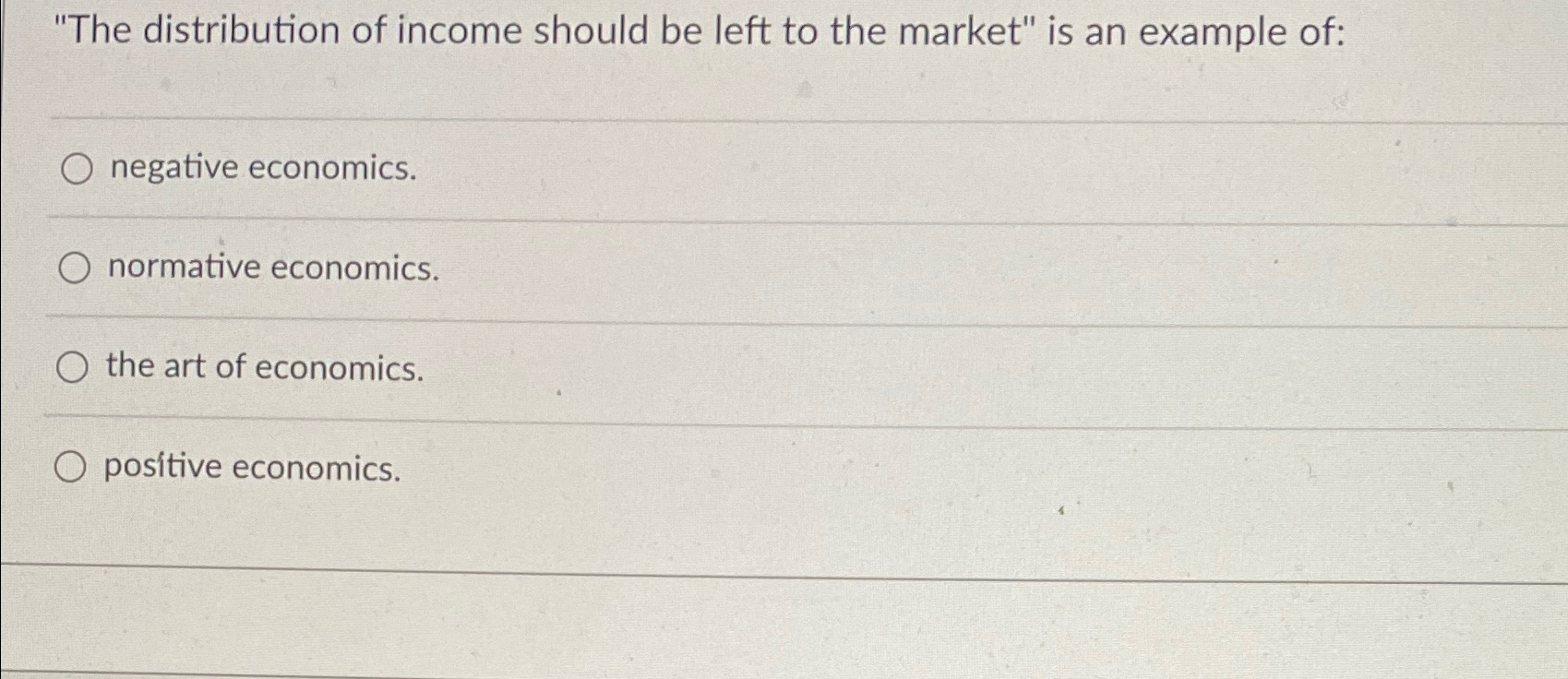 Solved "The distribution of income should be left to the | Chegg.com