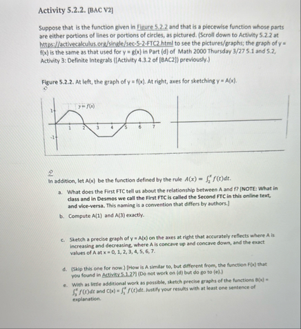 Activity 5.2.2. [BAC V2]Suppose that is the function | Chegg.com