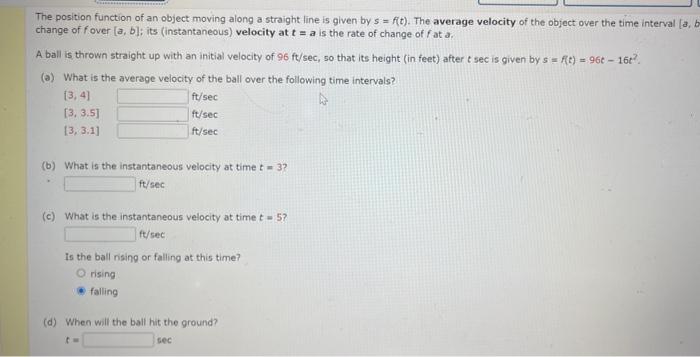 Solved The position function of an object moving along a | Chegg.com