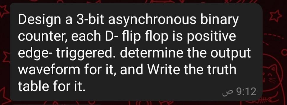 Solved Design a 3-bit asynchronous binary counter, each | Chegg.com