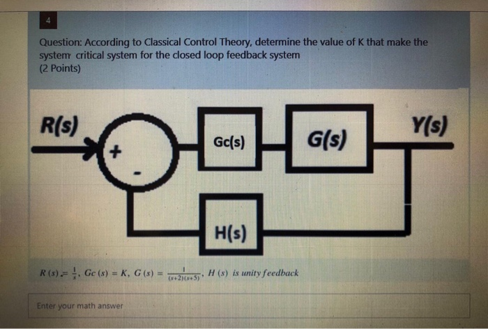 Solved Question: According to Classical Control Theory, | Chegg.com