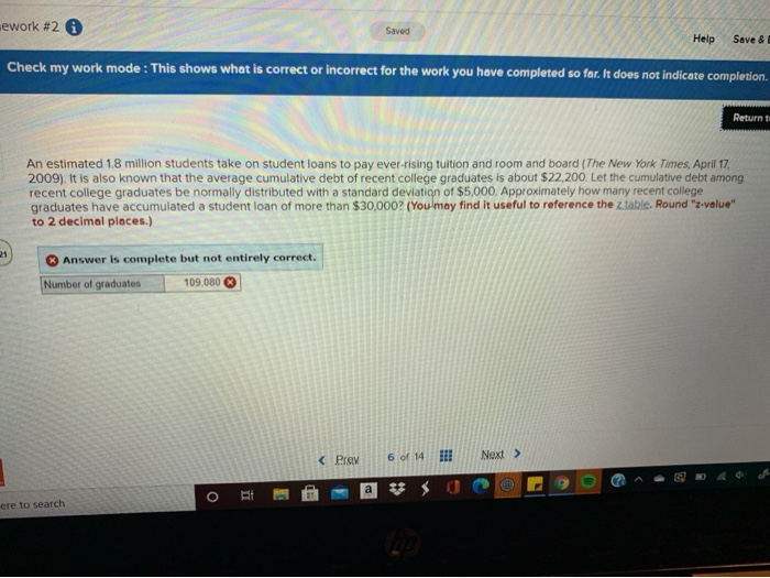 Solved ework #2 Saved Help Save & Check my work mode: This | Chegg.com