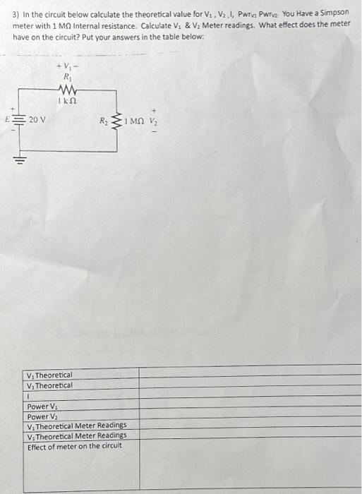 3) In the circuit below calculate the theoretical | Chegg.com