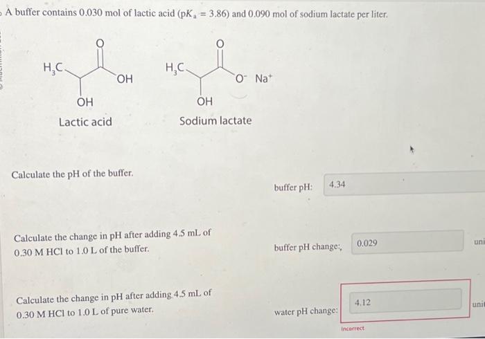 Solved A buffer contains 0.030 mol of lactic acid (pKa=3.86) | Chegg.com