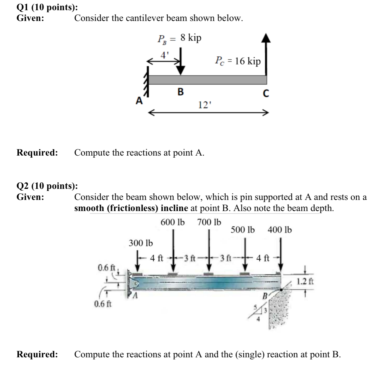 Solved Q1 (10 ﻿points):Given: Consider the cantilever beam | Chegg.com