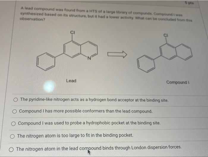 Solved A lead compound was found from a HTS of a large | Chegg.com