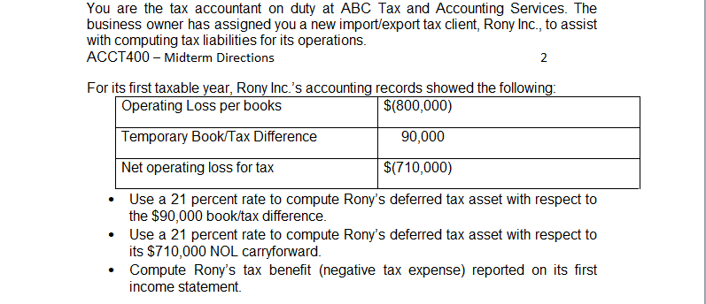 Solved You are the tax accountant on duty at ABC Tax and | Chegg.com