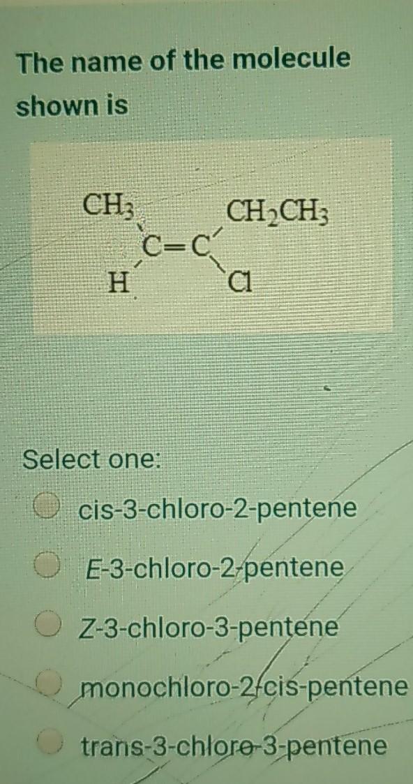 Solved The name of the molecule shown is CH; C=C CH CH; a | Chegg.com