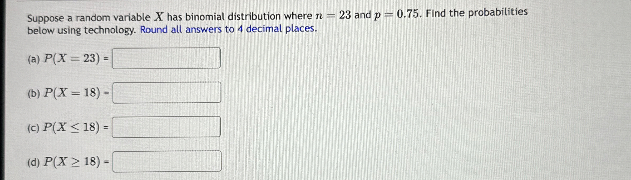 Solved Suppose a random variable x ﻿has binomial | Chegg.com
