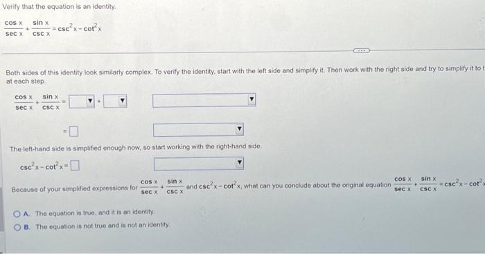 Solved Verify that the equation is an identity. | Chegg.com