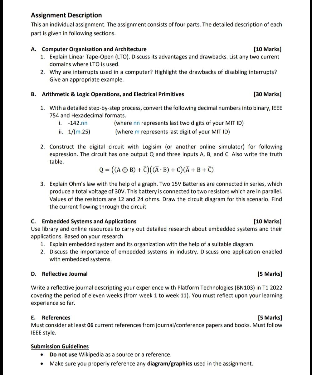 Solved Assignment Description This an individual assignment. | Chegg.com
