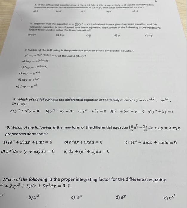 Solved a) is nos 9 e.to क * a) -6 aatp2 b) Inp c) 53 d) 2 e) | Chegg.com