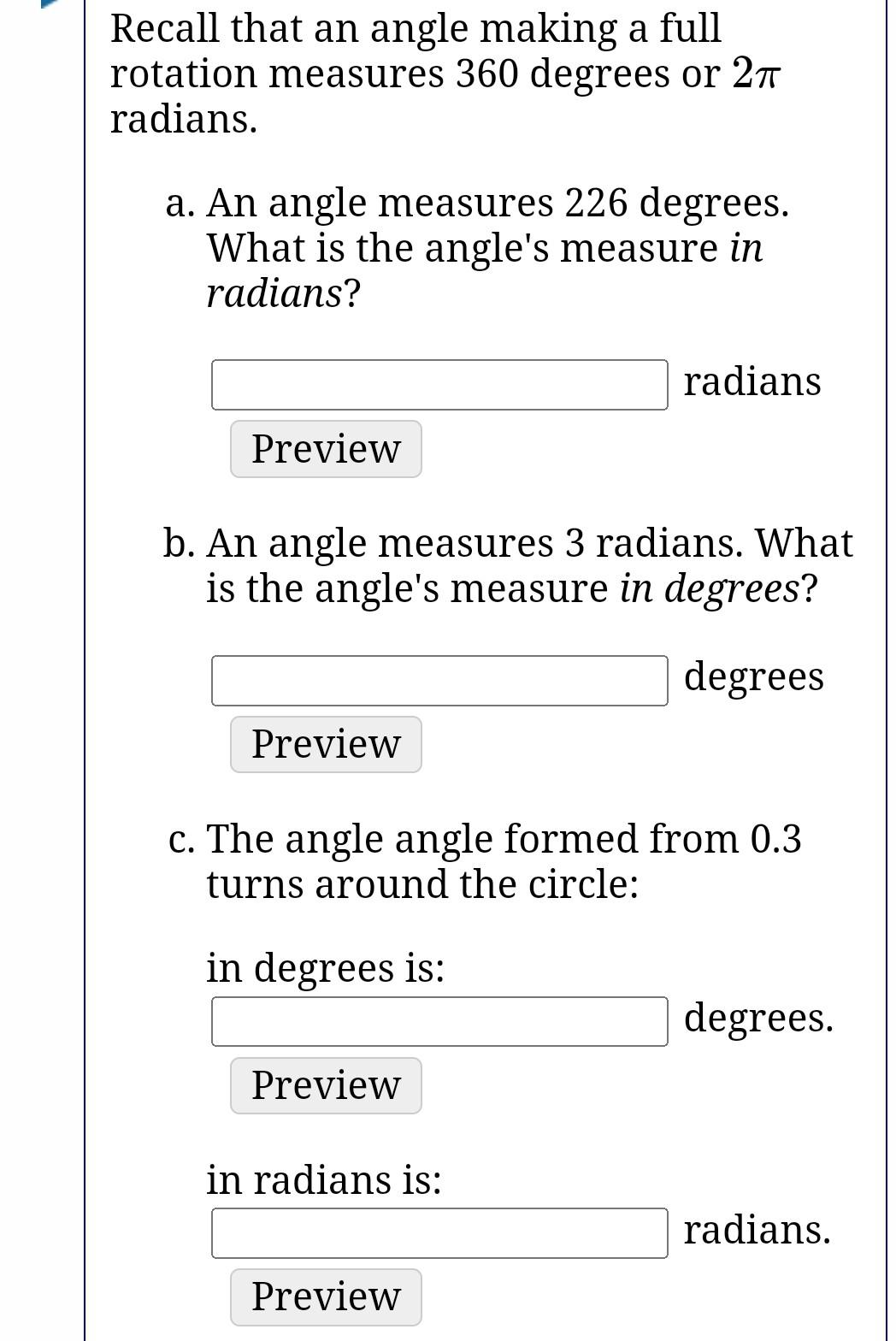 Recall that an angle making a full rotation measures | Chegg.com