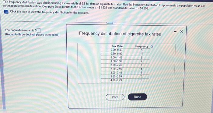Solved The frequency distribution was obtained using a class | Chegg.com