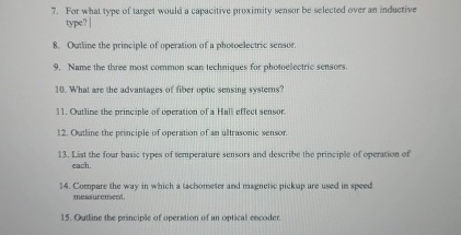 Solved For what type of larget would a capacitive proximity | Chegg.com