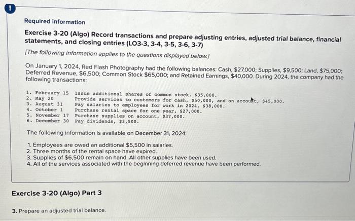 Solved Required information Exercise 3-20 (Algo) Record | Chegg.com