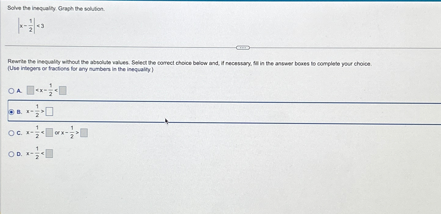 Solved Solve the inequality. Graph the | Chegg.com