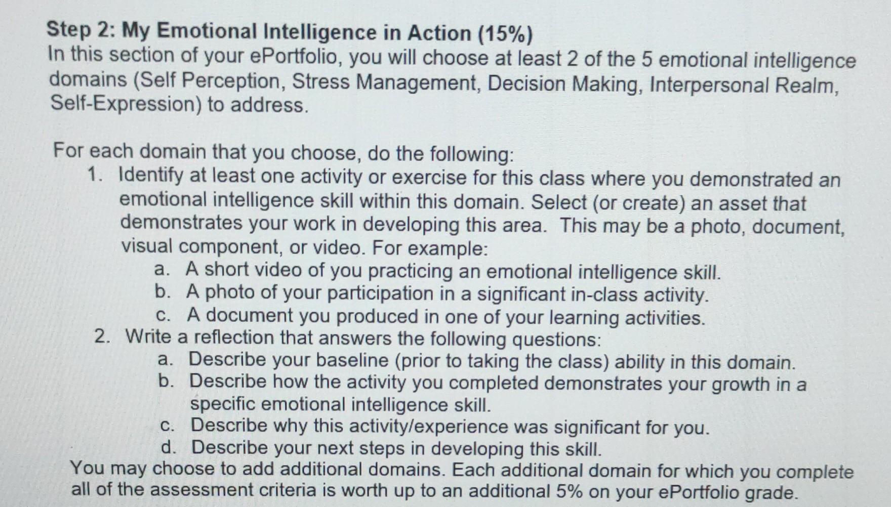 Part 3: Demonstration of Emotional Intelligence | Chegg.com