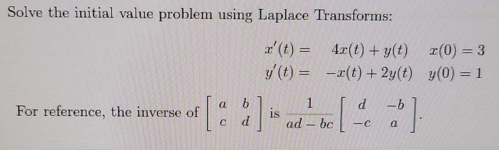 Solved Solve the initial value problem using Laplace | Chegg.com